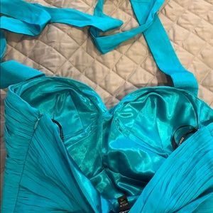 bebe | Tops | Bebe Blue Pleated Chiffon Halter Top | Poshmark